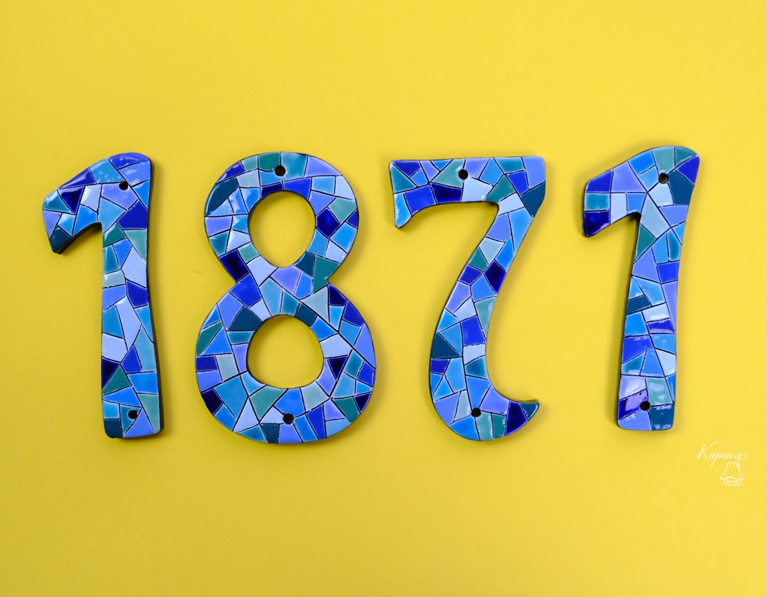 Custom Ceramic Numbers Tile Wall Hanging Mosaic Tiles Wall - Etsy
