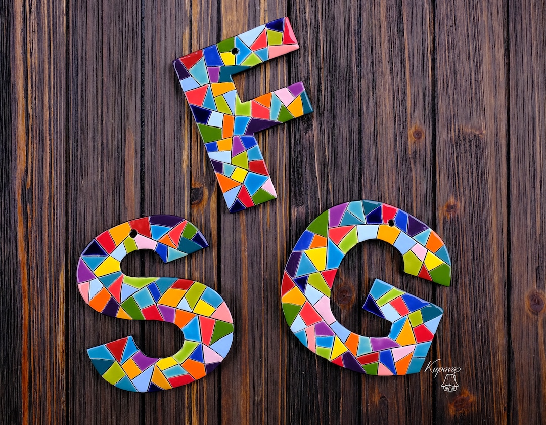 Custom Mosaic Ceramic Letters, Wall Decor Ornament, Personalized Word ...