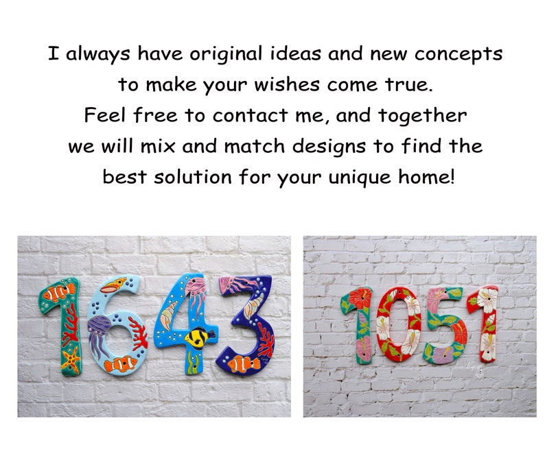 Custom House Numbers Tile With Tropical Fish Coastal Address - Etsy