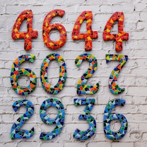 Ceramic Numeral With Mosaic Ornaments, Custom Numbers Wall Decor, House ...