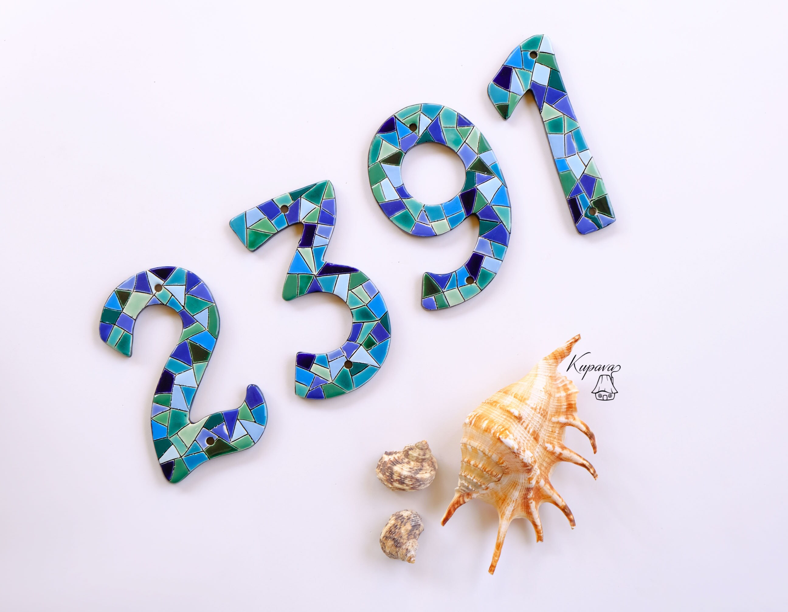 Custom Ceramic Numbers Tile Wall Hanging Blue Mosaic Tiles - Etsy UK