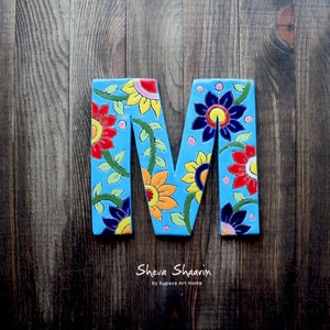 Ceramic Flower Custom Letters, Floral Alphabet Wall Hanging, Name Sign ...