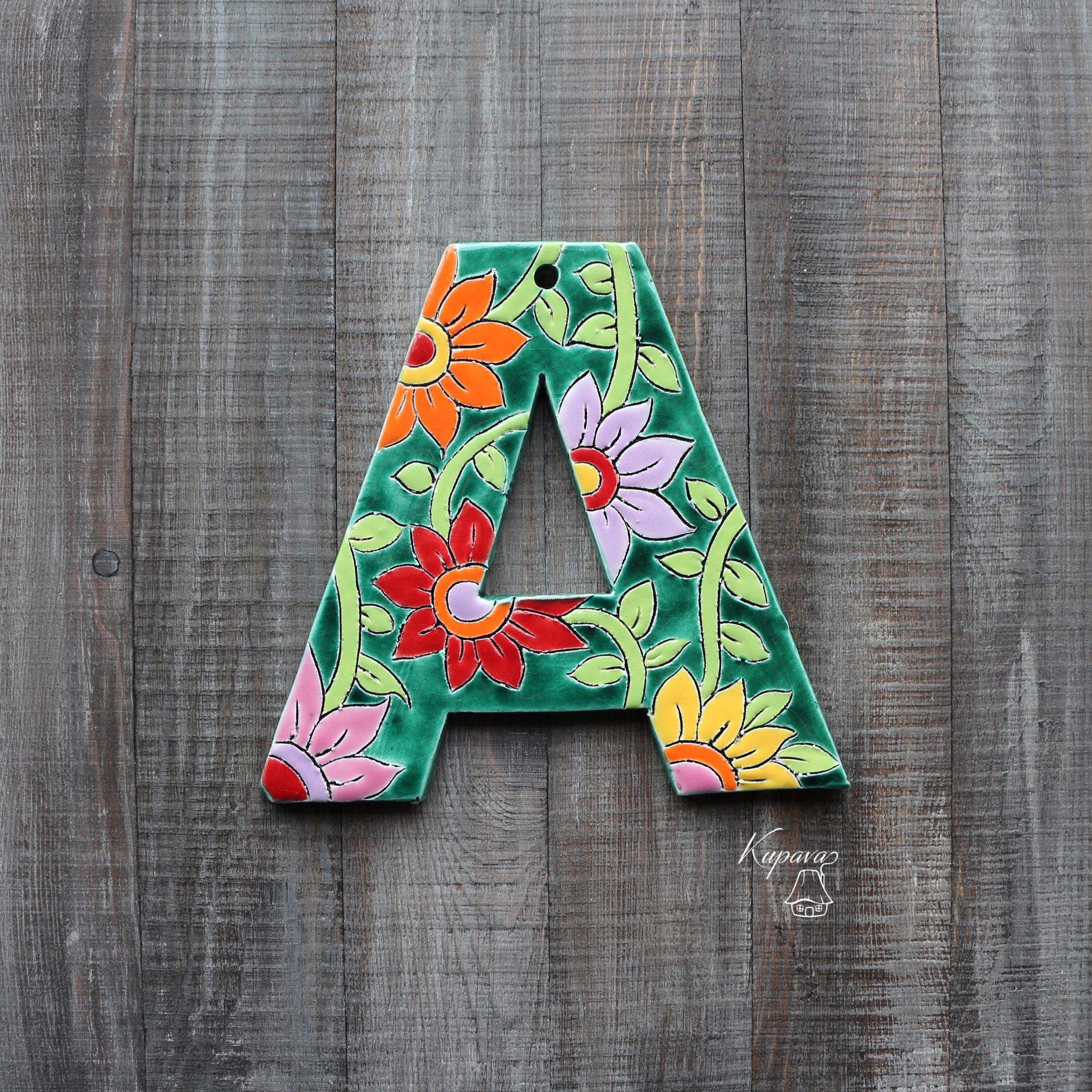 Ceramic Letter With Flower Ornaments Personalized Last Name - Etsy