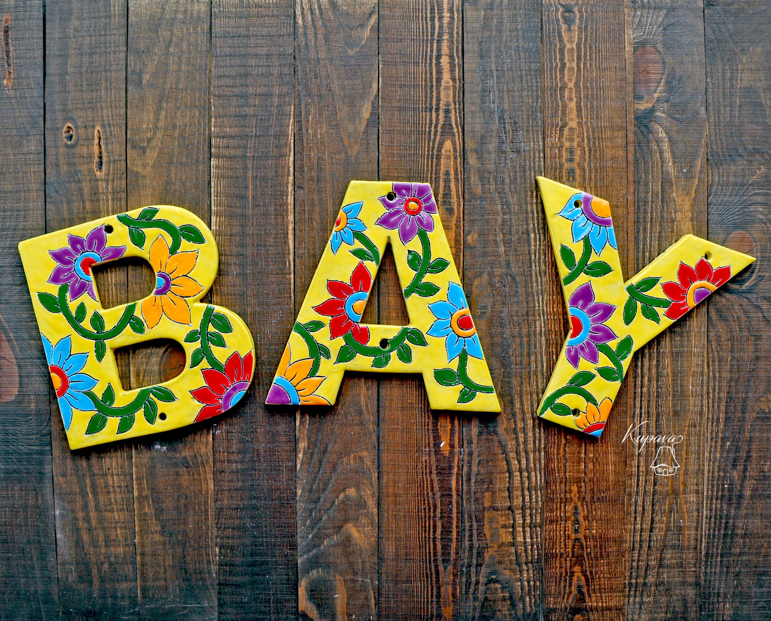 Ceramic Tile Letters Custom Name Sign or Family Ornament | Etsy