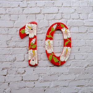 Tropical Custom Tile House Numbers, Hawaiian Hibiscus Flower ...