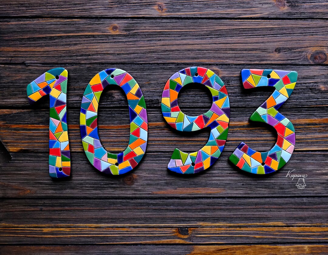 Custom Mosaic Ceramic Numbers Tile Wall Hanging for House - Etsy