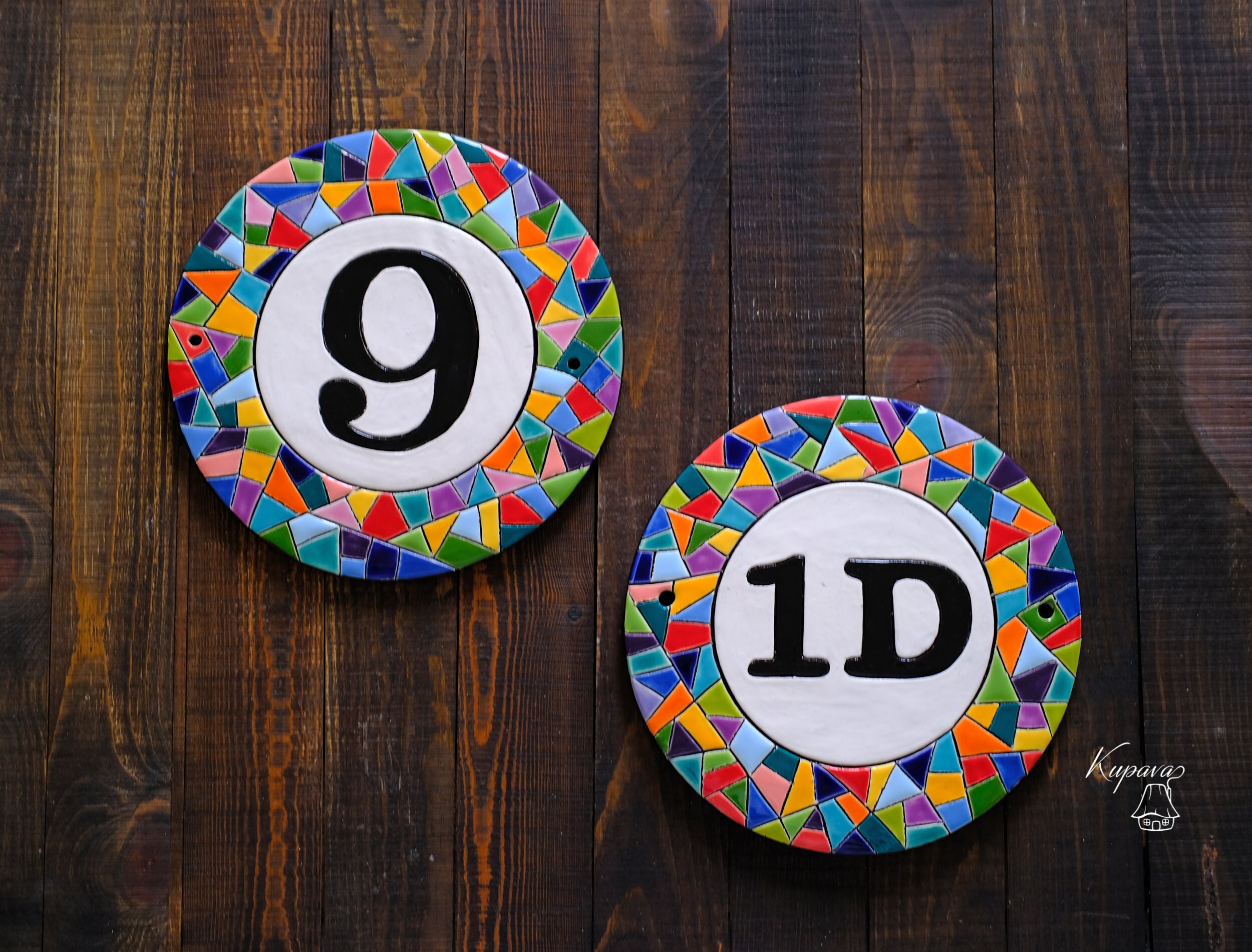 Custom mosaic front door sign ceramics house number and | Etsy