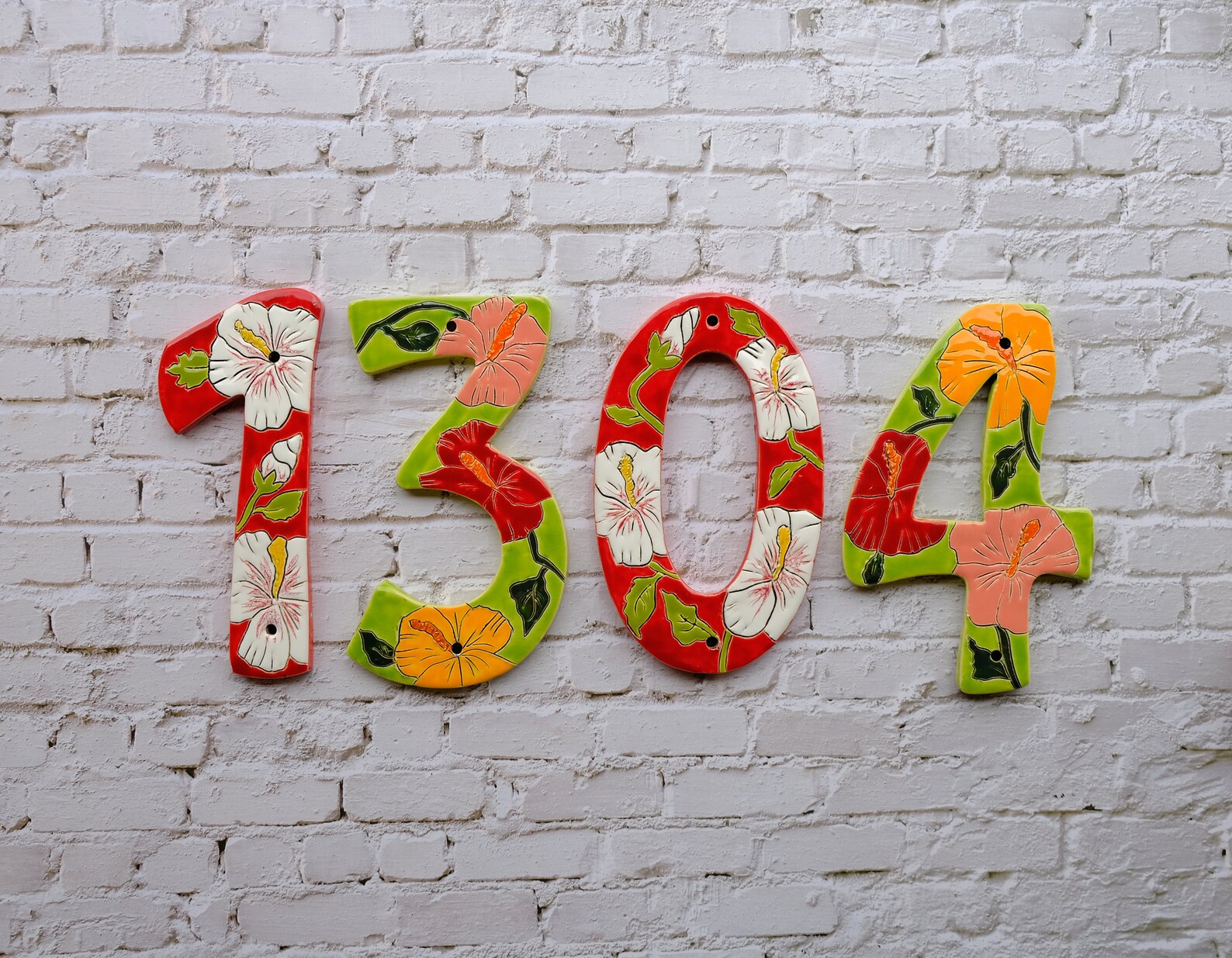 Tropical Custom Tile House Numbers Hawaiian Hibiscus Flower - Etsy