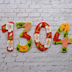 Tropical Custom Tile House Numbers, Hawaiian Hibiscus Flower ...