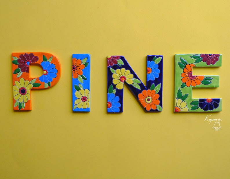 Colorful Ceramic Tiles Letter, Custom Name Sign, Personalized Gift ...