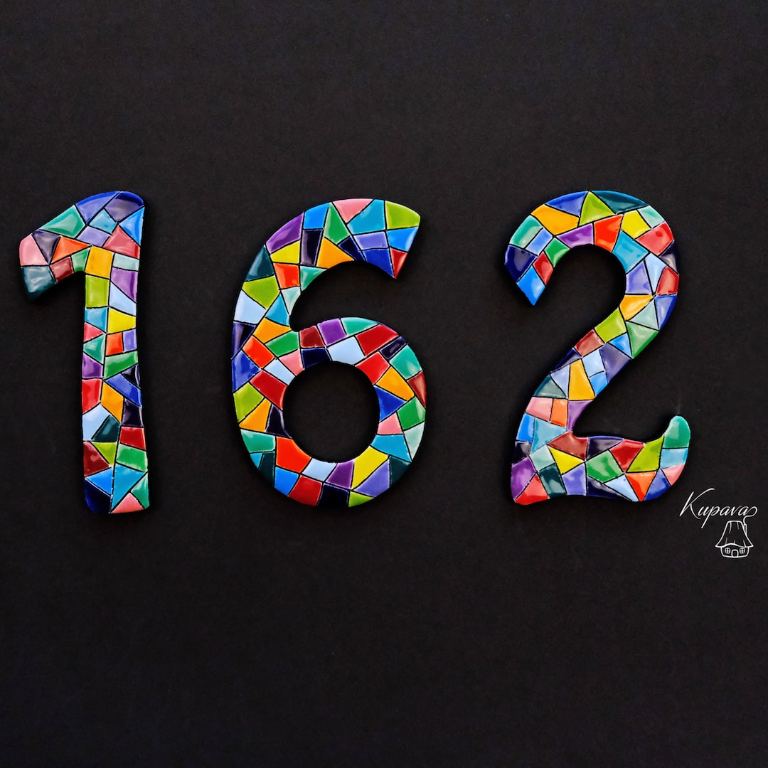Ceramic Numbers With Mosaic Pattern, Wall Decor, House Address or ...