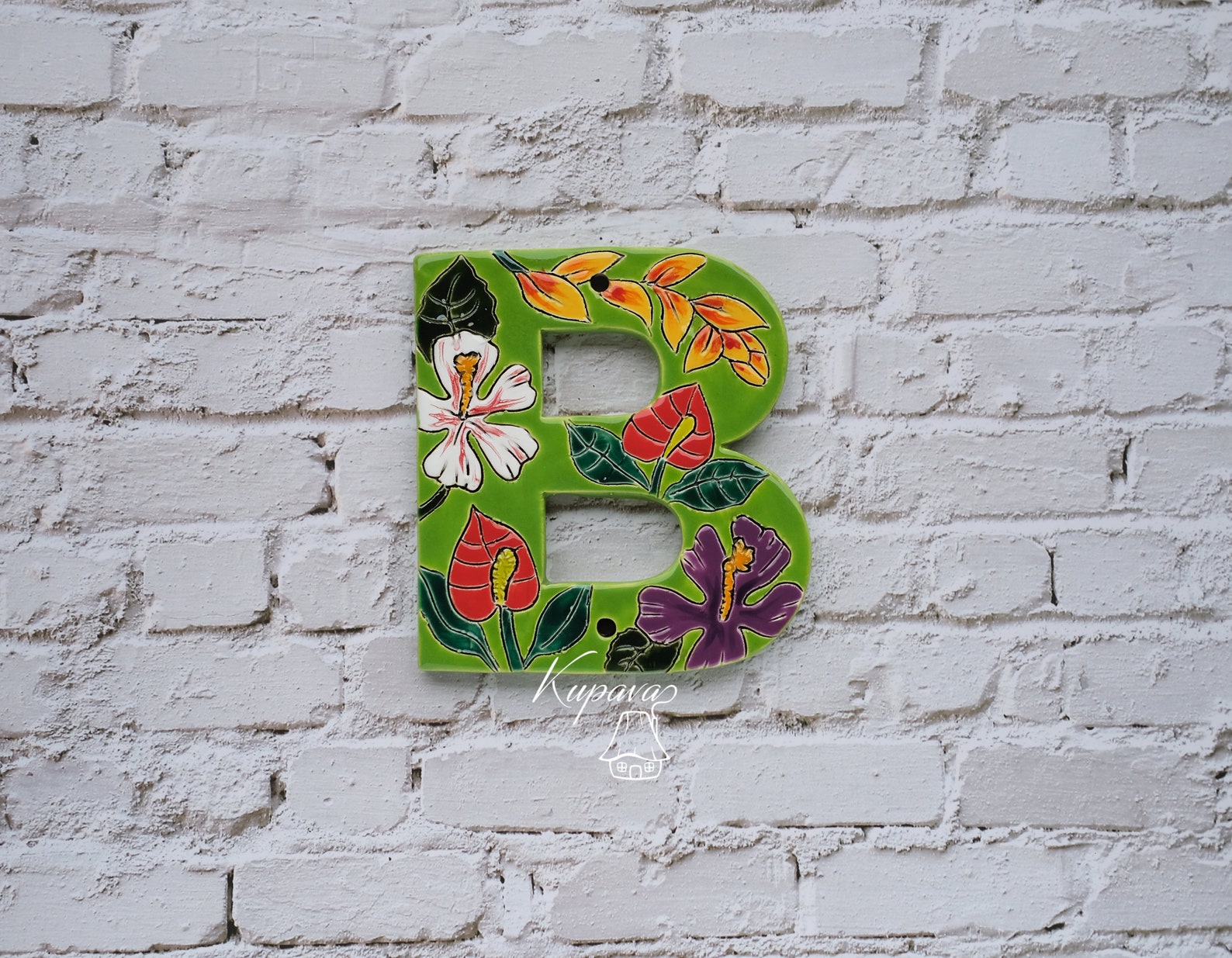 Tropical Wall Decor Ceramic Letter Tiles Jungle Tiles - Etsy