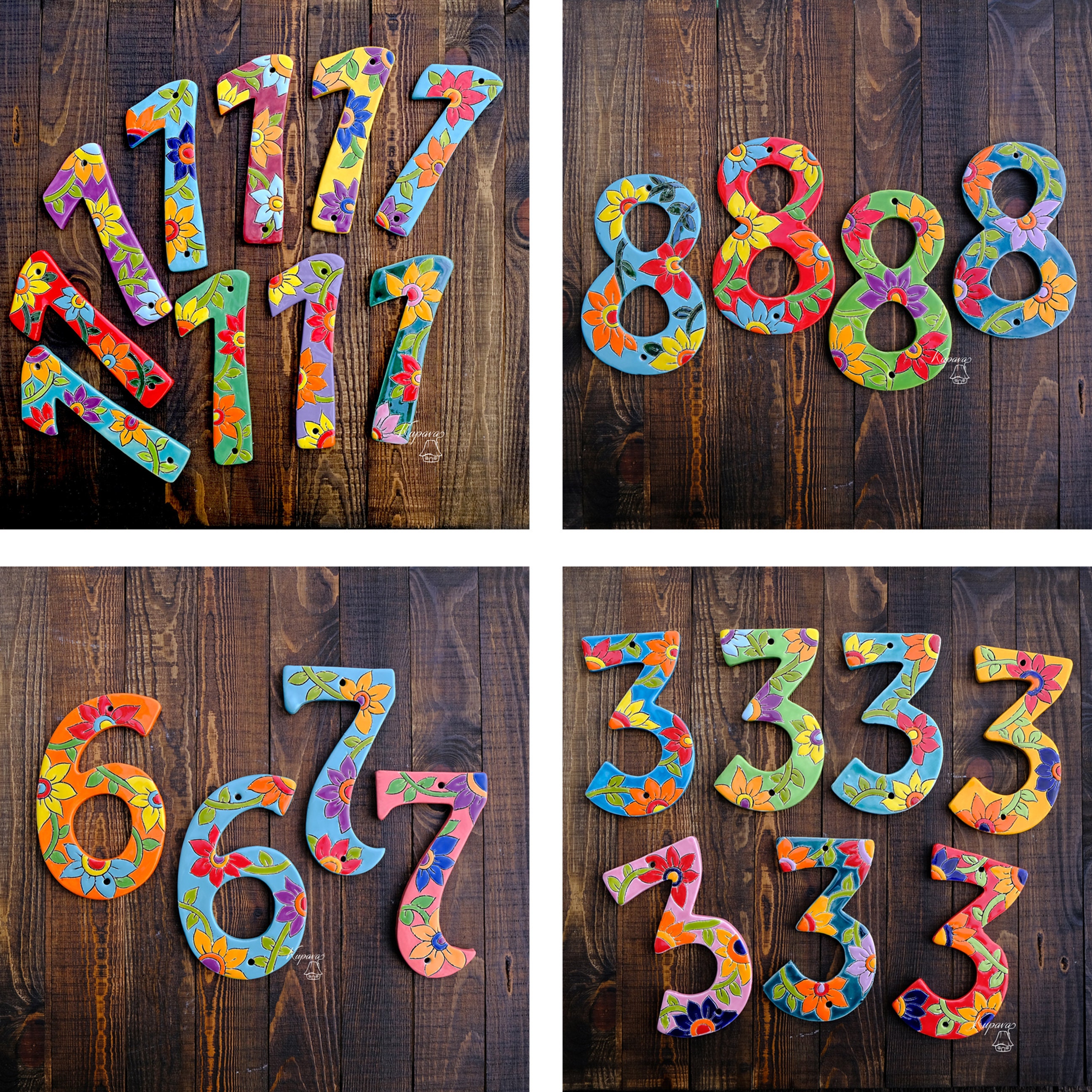 Ceramic Numbers With Floral Pattern Wall Decor for House - Etsy UK