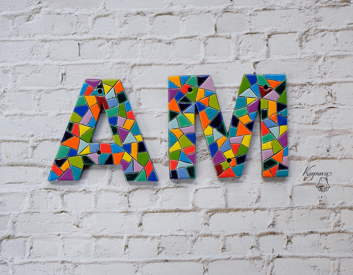 Ceramic Custom Letter Name Sign Ceramic Tile Letter C - Etsy