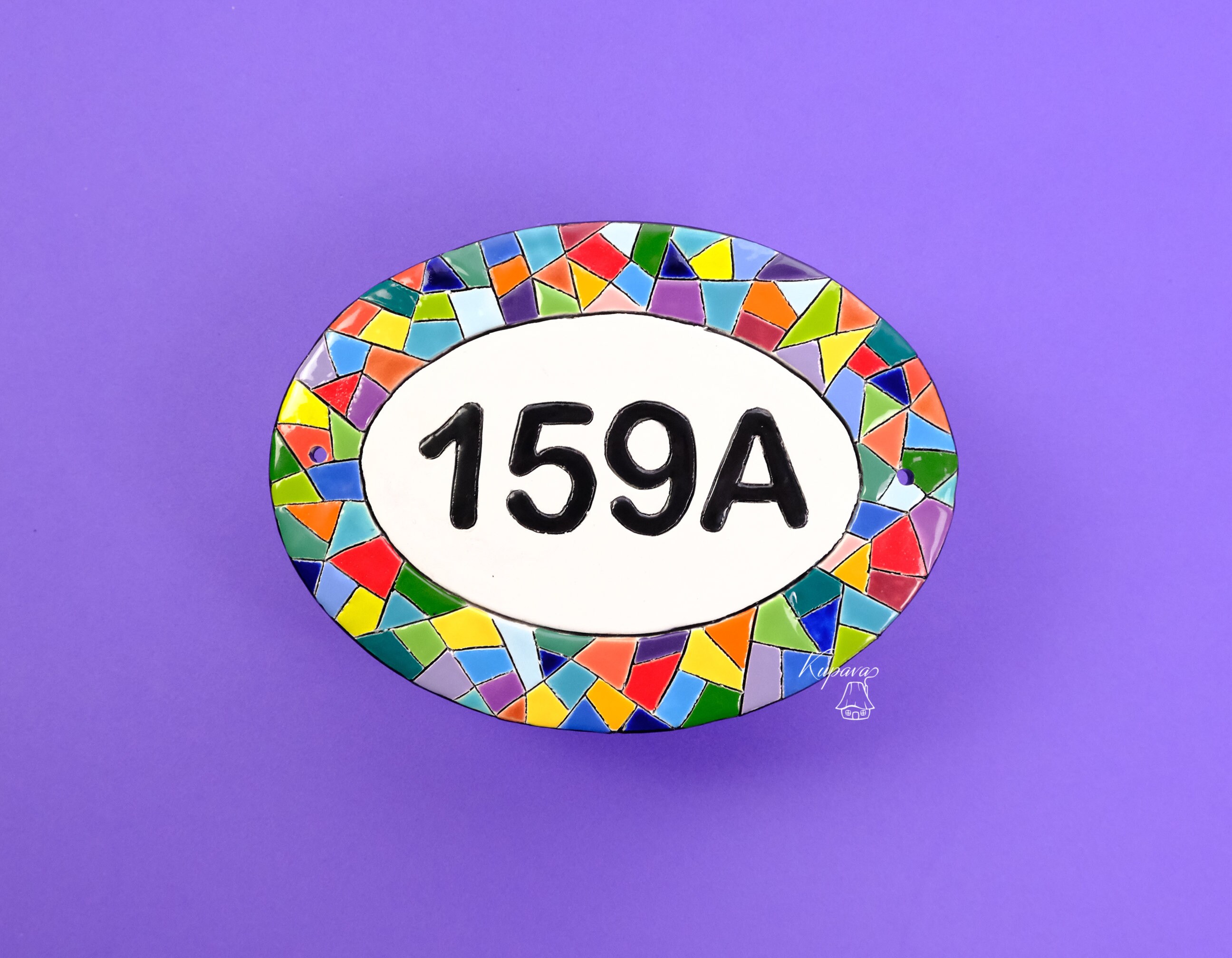 Custom mosaic front door sign ceramics house number and | Etsy