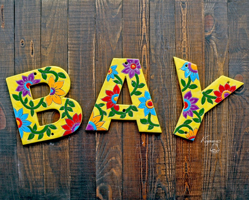 Colorful Ceramic Tiles Letter, Custom Name Sign, Personalized Gift ...