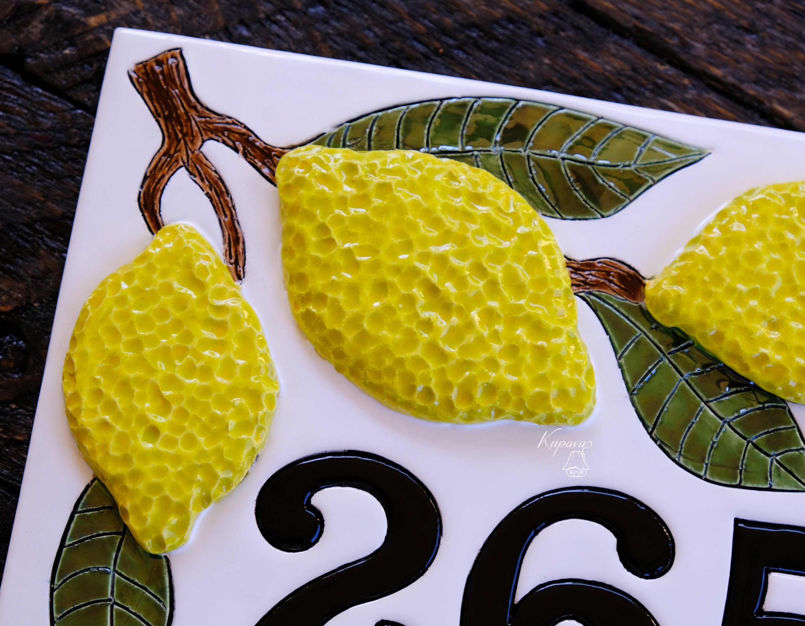 Custom Lemon Address Plaque Ceramic House Numbers, Hand Painted Outdoor ...