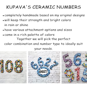 Custom Ceramic Numbers Tile Wall Hanging, Blue Mosaic Tiles Wall Decor ...