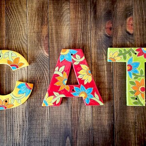 Hand Painted Ceramic Custom Name Letters With Flower Ornament | Etsy