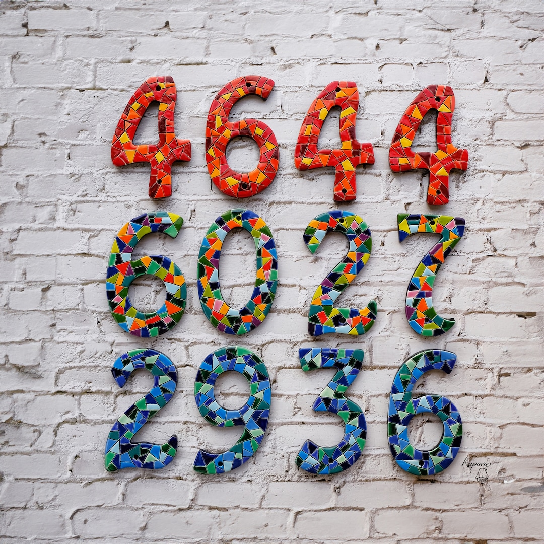 Custom Mosaic Ceramic Numbers Tile Wall Hanging for House Address ...