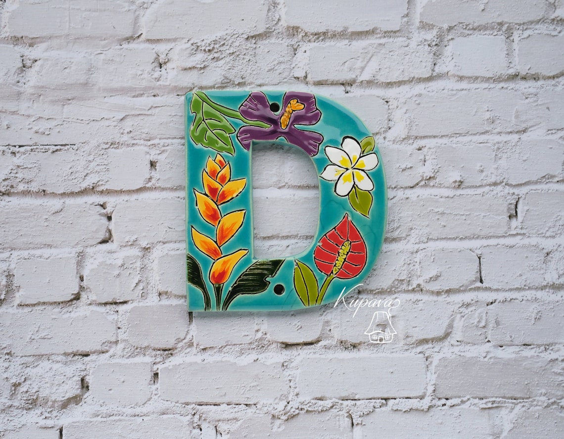 Tropical Wall Decor Ceramic Letter Tiles Jungle Tiles - Etsy