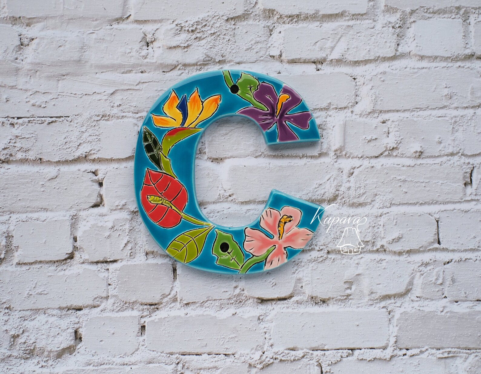 Tropical Wall Decor Ceramic Letter Tiles Jungle Tiles - Etsy