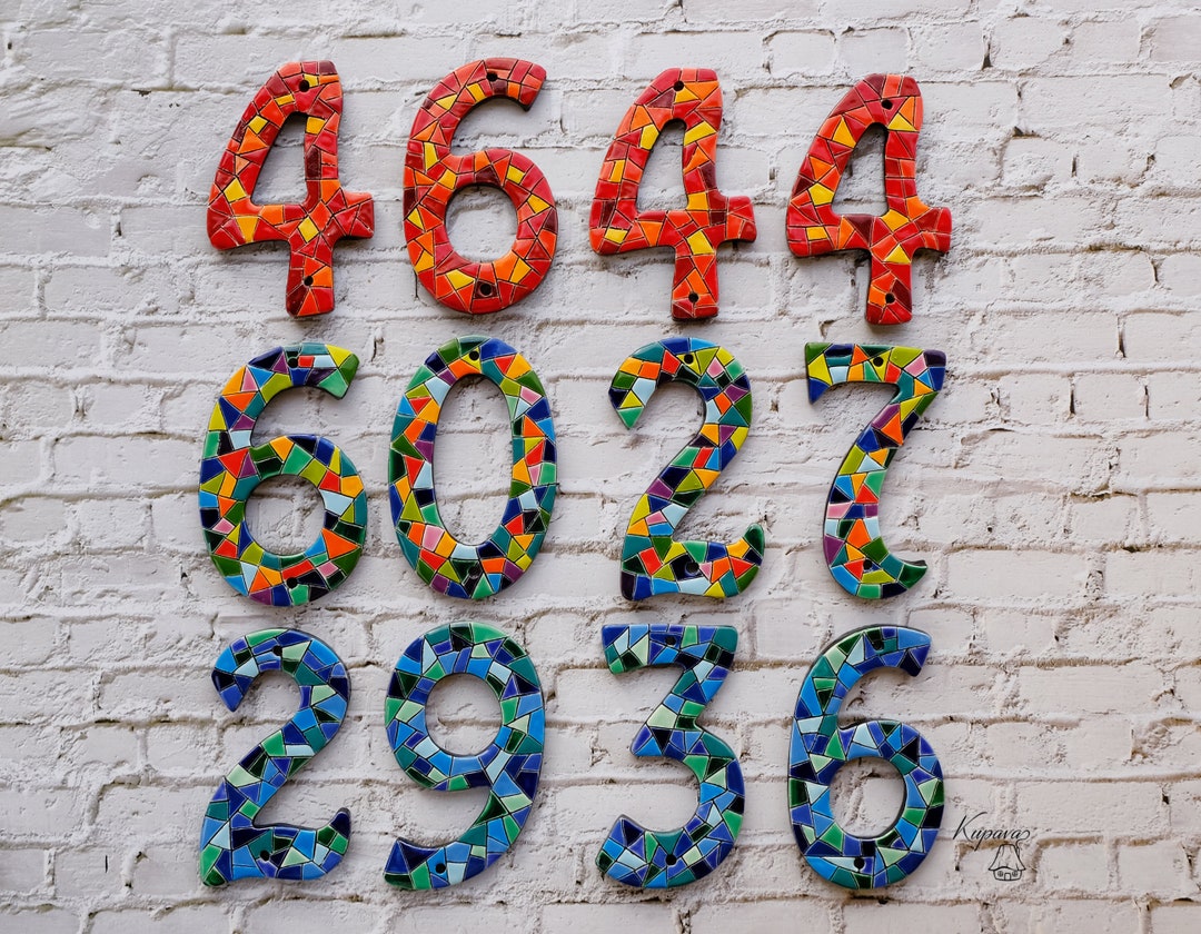 Custom Mosaic Ceramic Numbers Tile Wall Hanging for House Address ...