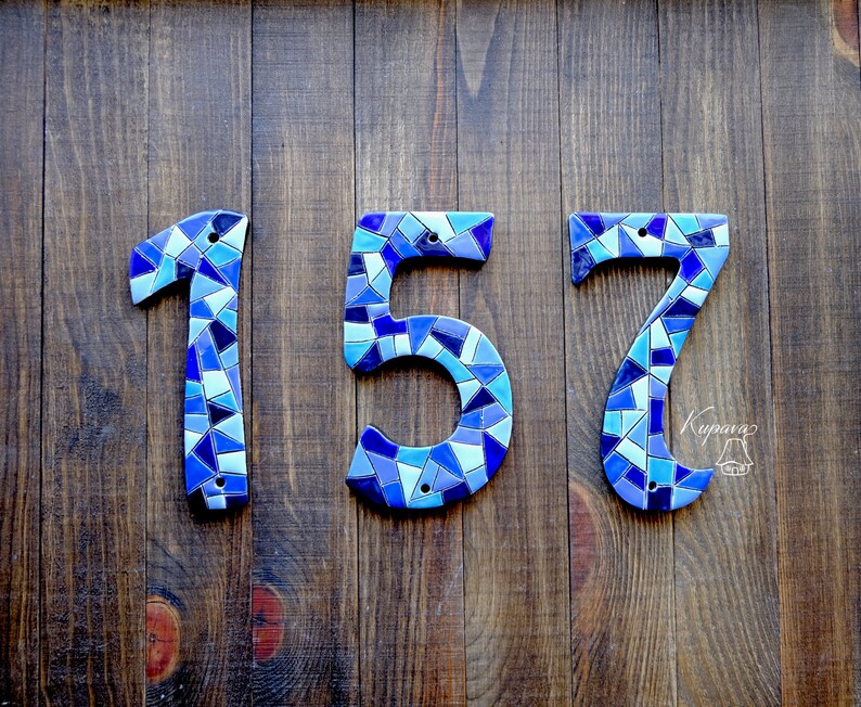 Custom ceramic numbers tile wall hanging mosaic tiles wall | Etsy