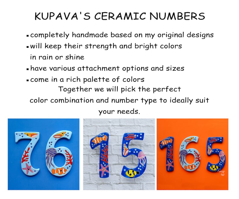 Custom House Numbers Tile With Tropical Fish Coastal Address - Etsy