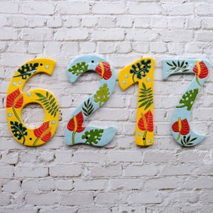 Tropical Custom Tile House Numbers, Hawaiian Hibiscus Flower ...