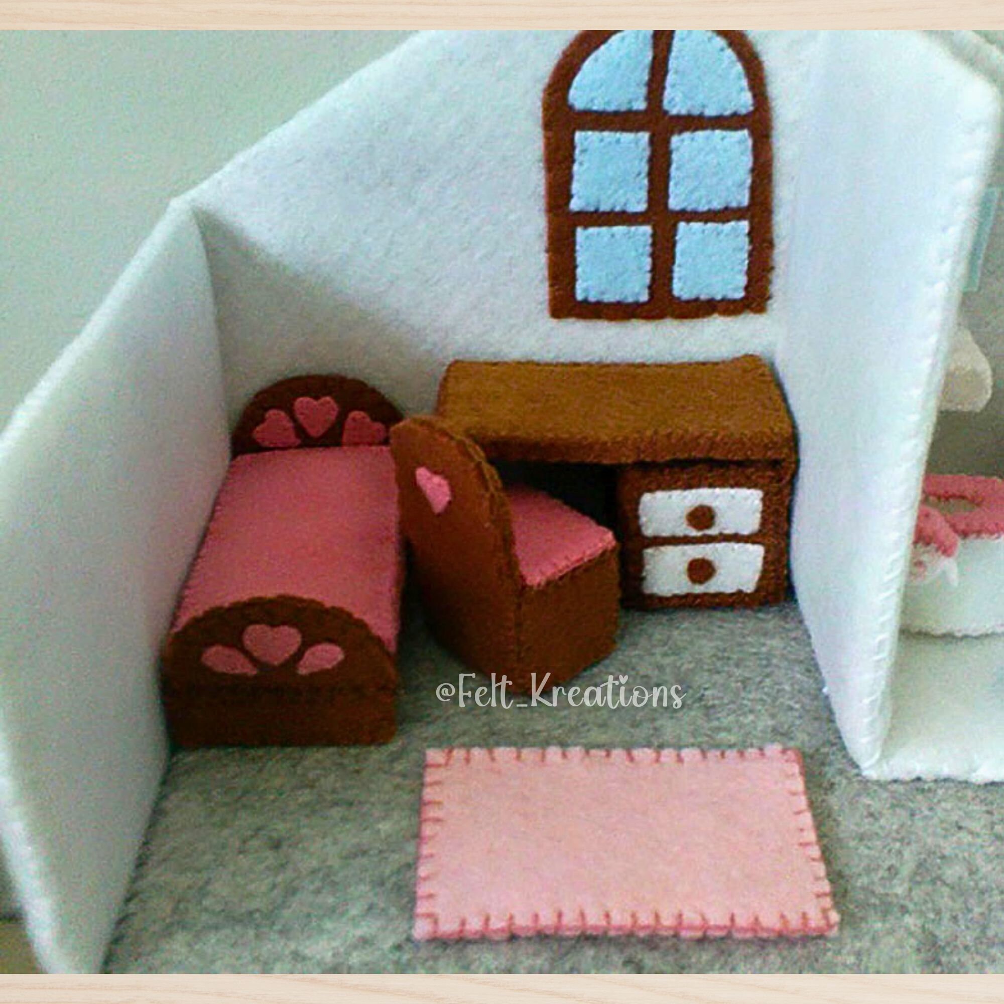 Felt Dollhouse Pattern Set - Miniature Dollhouse Furnitures Felt ...
