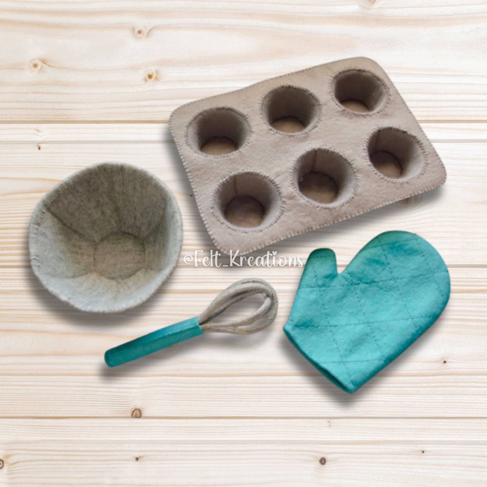 Felt Bake Cupcakes Pattern Set - Felt Cupcake Baking Tray Whisk Mitten ...