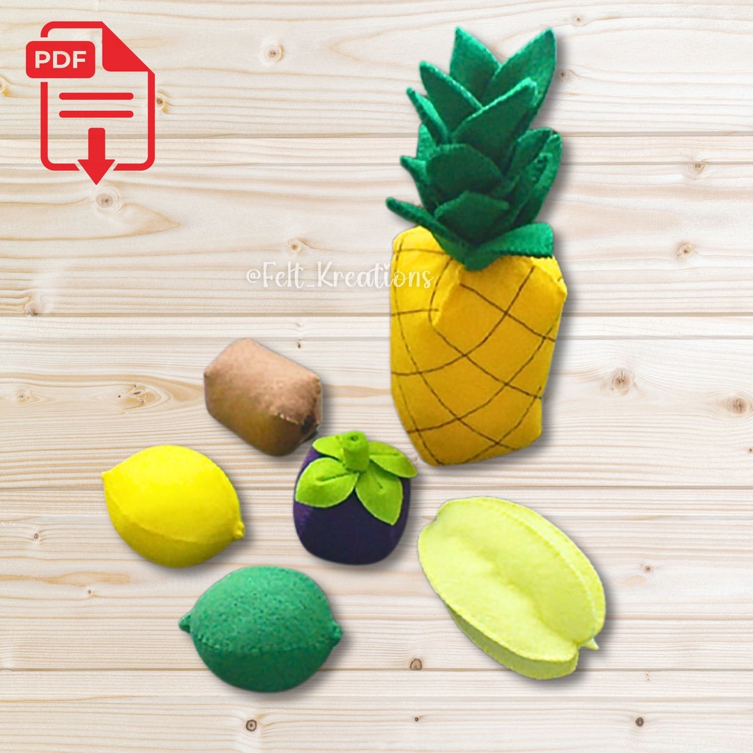 Felt Tropical Fruits Pattern Pineapple Kiwi Lemon Mangosteen Starfruit ...