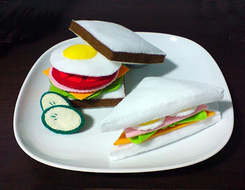 Felt Sandwich and Pita Pouch Pattern Set - Bread Ham Cheese Egg Tomato ...