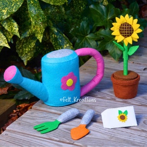 Felt Gardening Set DIY Felt Flower Pot Pattern Tutorial - Felt ...