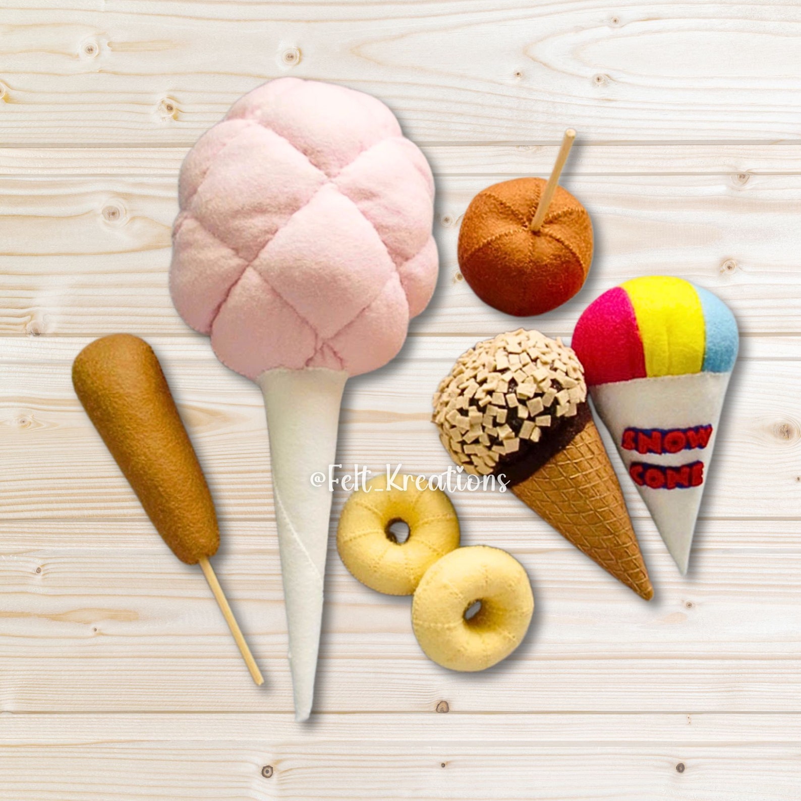 Felt County Fair Pattern Set - Cotton Candy Caramel Apple Corn Dog Ice ...