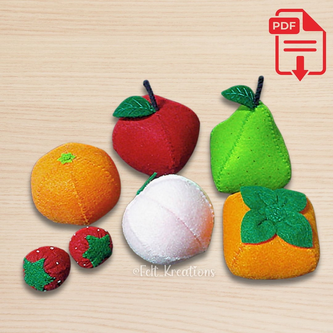 Felt Fruits Pattern DIY Felt Play Food Apple Orange Pear Persimmon ...