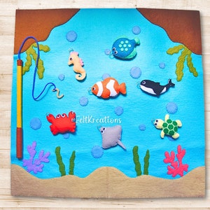 Felt Fishing Pattern Set II - Pool Mat Fishing Rod Clown Fish Turtle ...