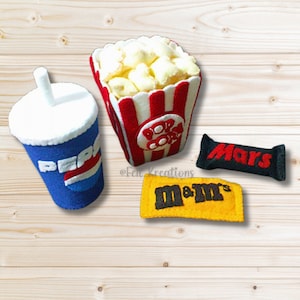 Felt Pattern Felt Movies Pattern Set - Popcorn Cola Chocolate Bar Candy ...
