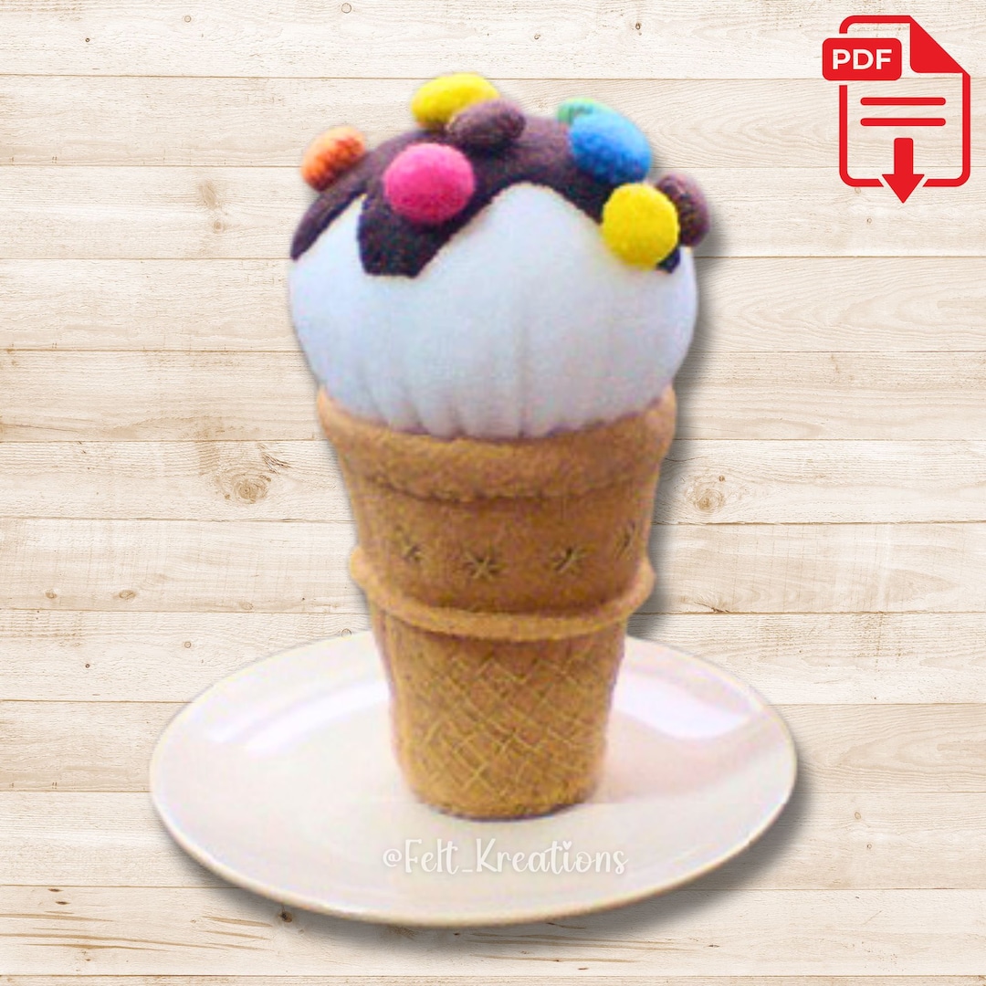 Felt Pattern Felt Ice Cream Cone With Chocolate Candies Waffle Cone ...
