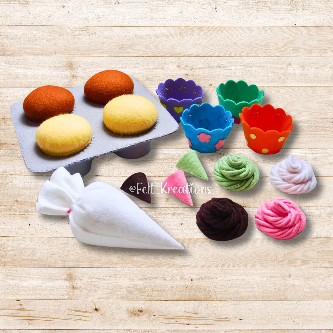 Felt Baking Pattern Set - Felt Mixer Cupcake Spatula Felt Food Pattern ...