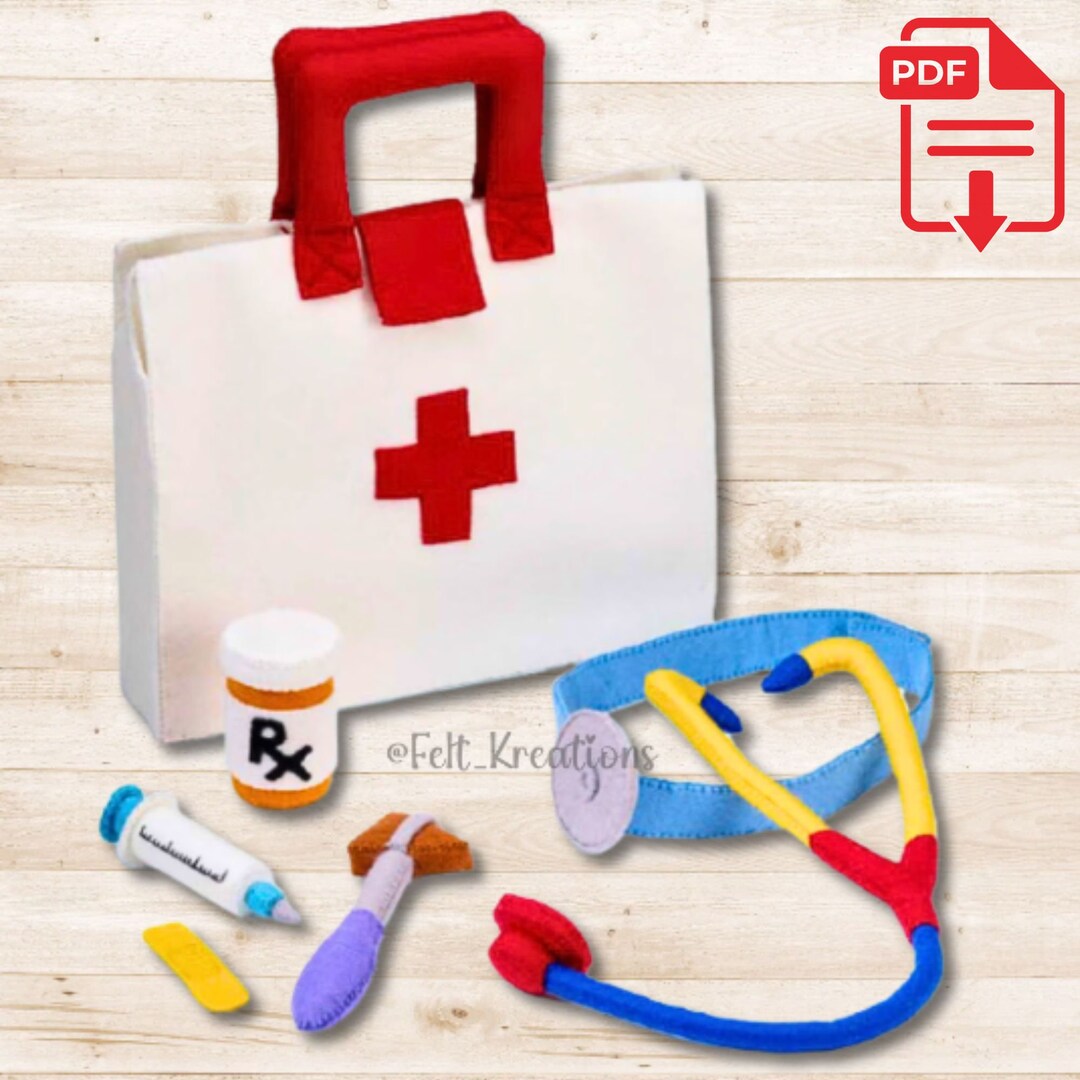 Felt Doctor Toy Pattern Felt Pattern Tutorial Set - Stethoscope Doctor ...