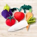 Felt Vegetables Set V Felt Pattern Tutorial - Raddish Eggplant Tomato ...