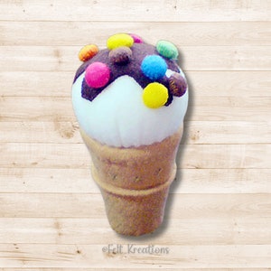 Felt Pattern Felt Ice Cream Cone With Chocolate Candies Waffle Cone ...