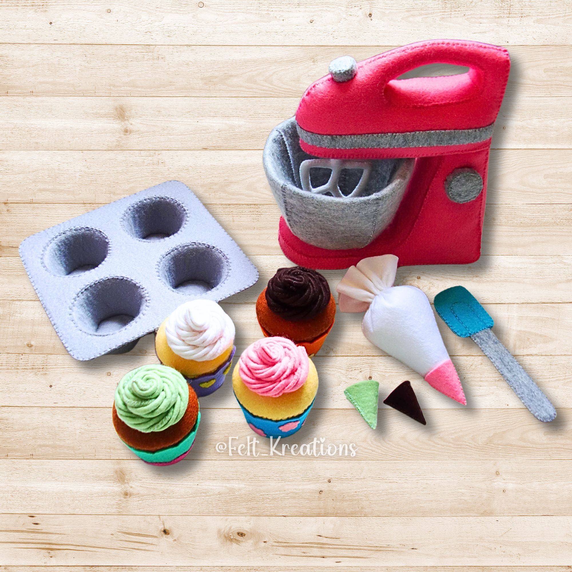 Felt Baking Pattern Set - Felt Mixer Cupcake Spatula Felt Food Pattern ...
