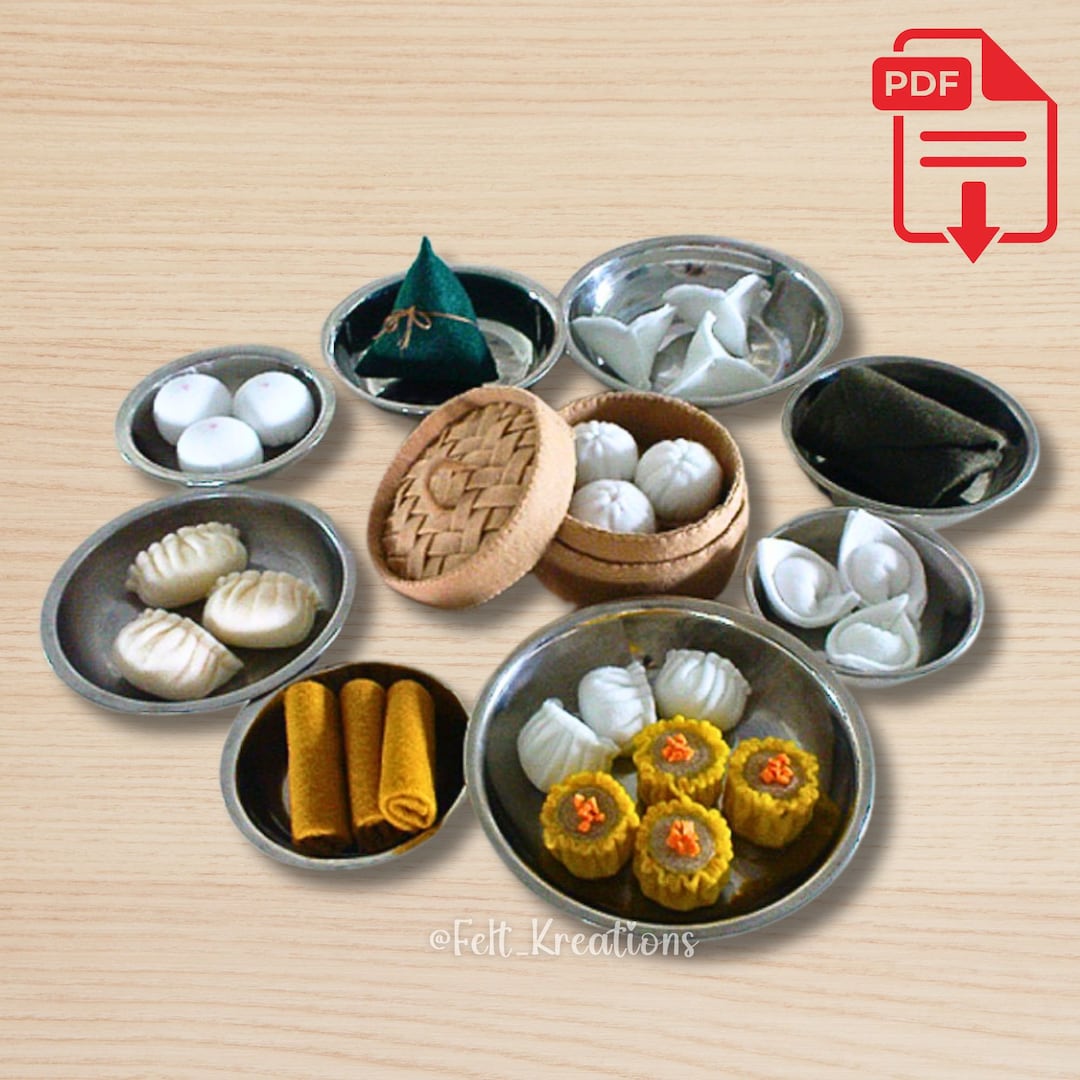 Felt Dim Sum Chinese Food Pattern Dumpling Gyoza Xiu Mai Steamer ...