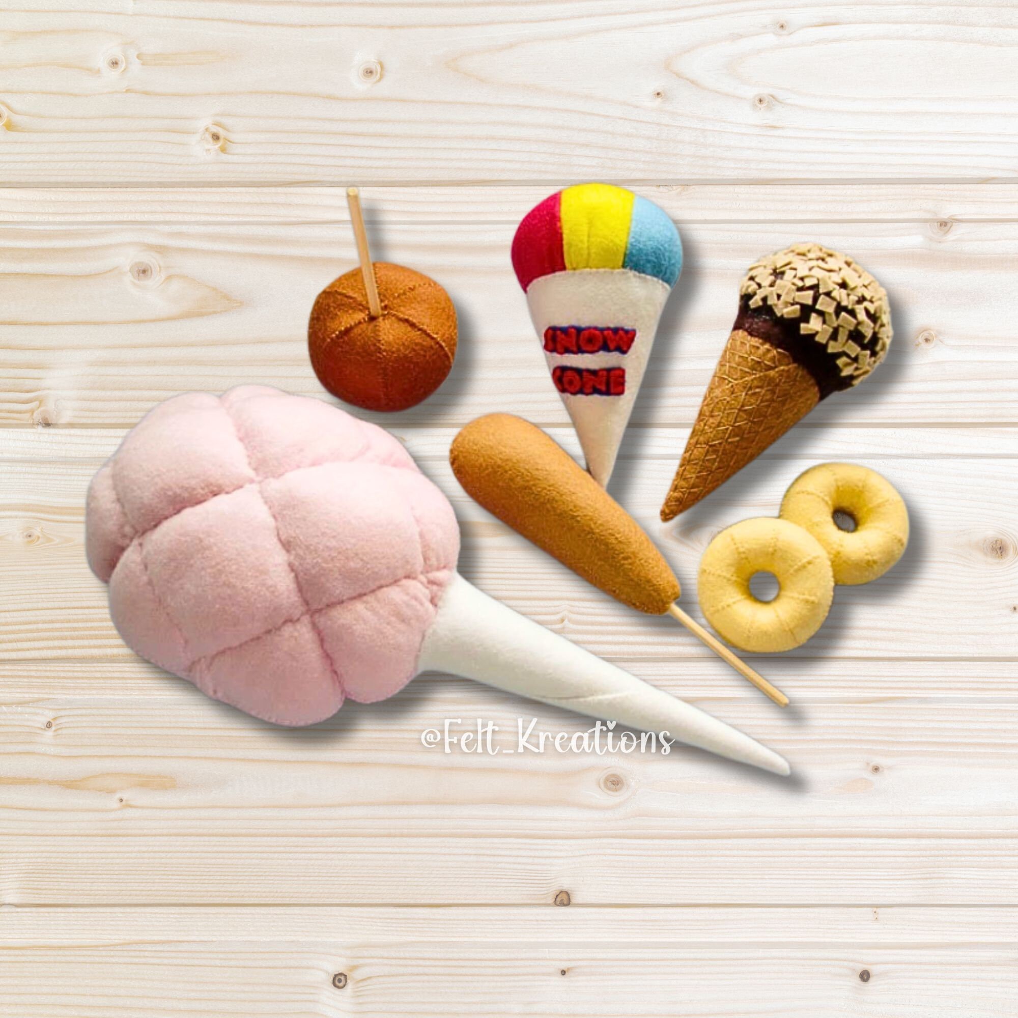 Felt County Fair Pattern Set - Cotton Candy Caramel Apple Corn Dog Ice ...