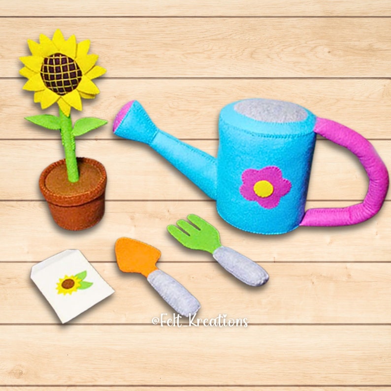 Felt Gardening Set DIY Felt Flower Pot Pattern Tutorial - Felt ...