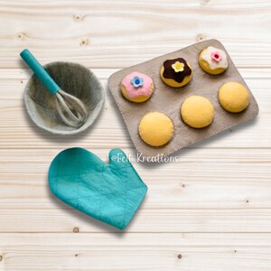 Felt Bake Cupcakes Pattern Set - Felt Cupcake Baking Tray Whisk Mitten ...
