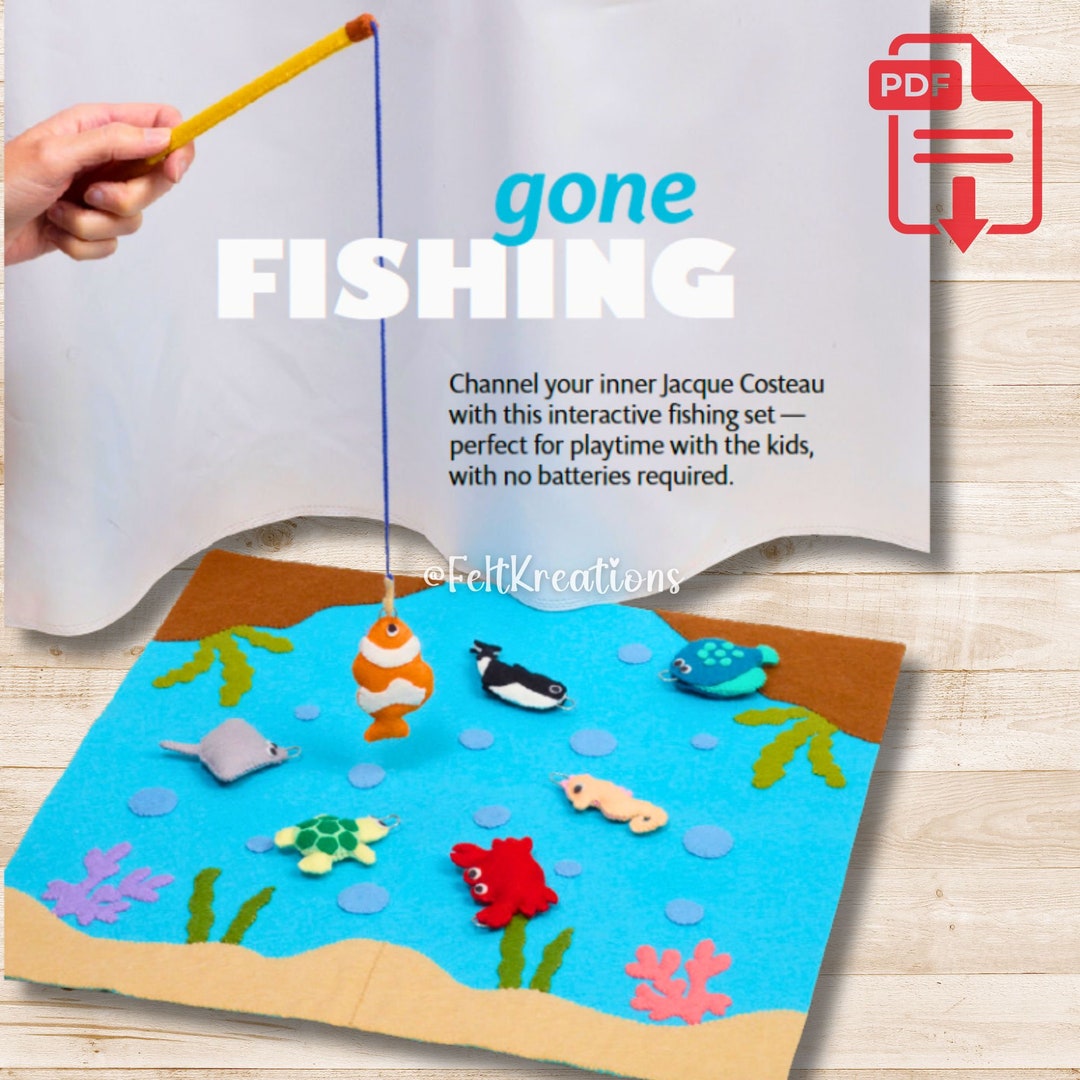 Felt Fishing Pattern Set II - Pool Mat Fishing Rod Clown Fish Turtle ...